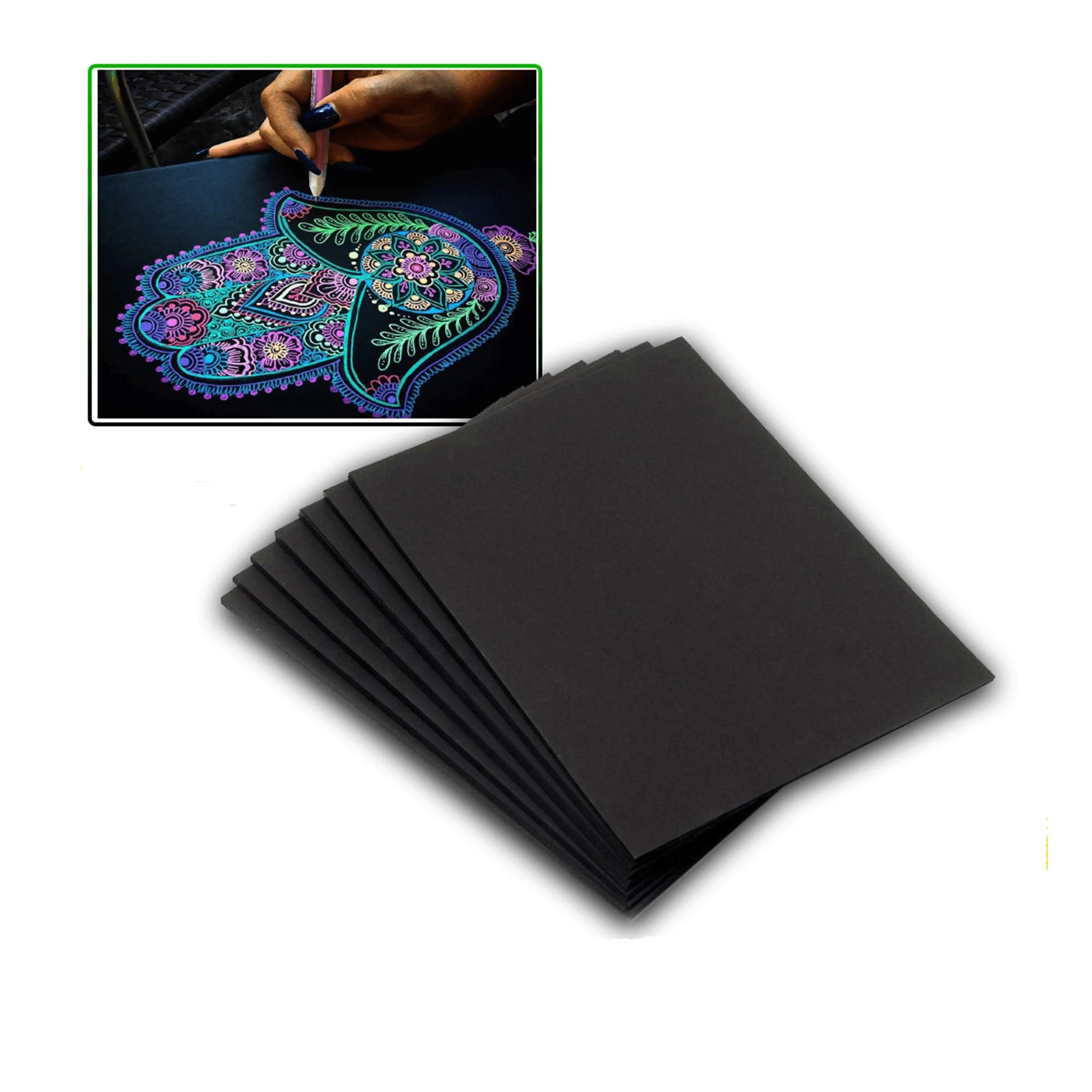 Black Paper For Sketch A4 Size 100gm Pack Of 50 Sheet - The Stationers