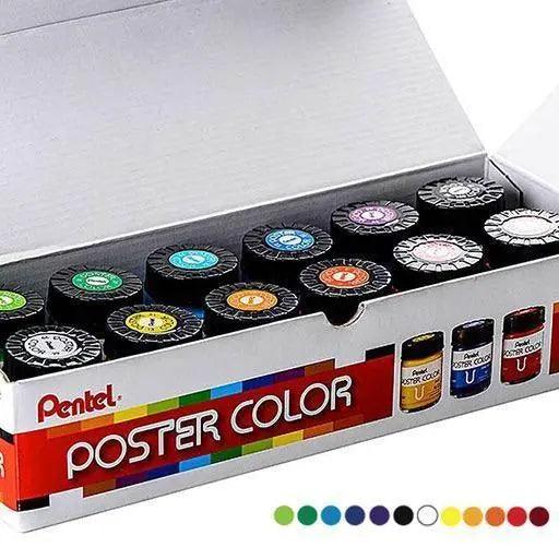 Buy Pentel Poster Colors Paint Set 12 Colors 30ml @ Thestationers.pk